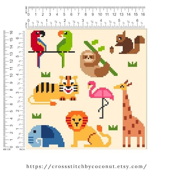 Zoo Animals Cross Stitch Pattern Small Animals Baby | Etsy