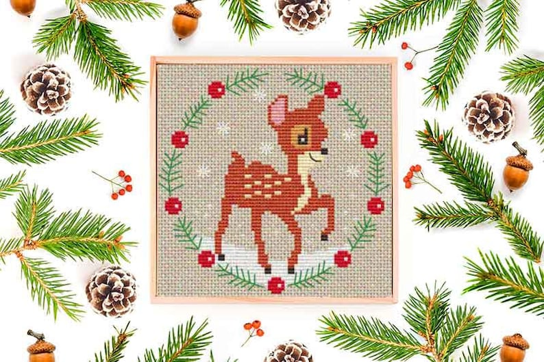PATTERN : Reindeer Cross Stitch Pattern Modern Cross Stitch - Etsy