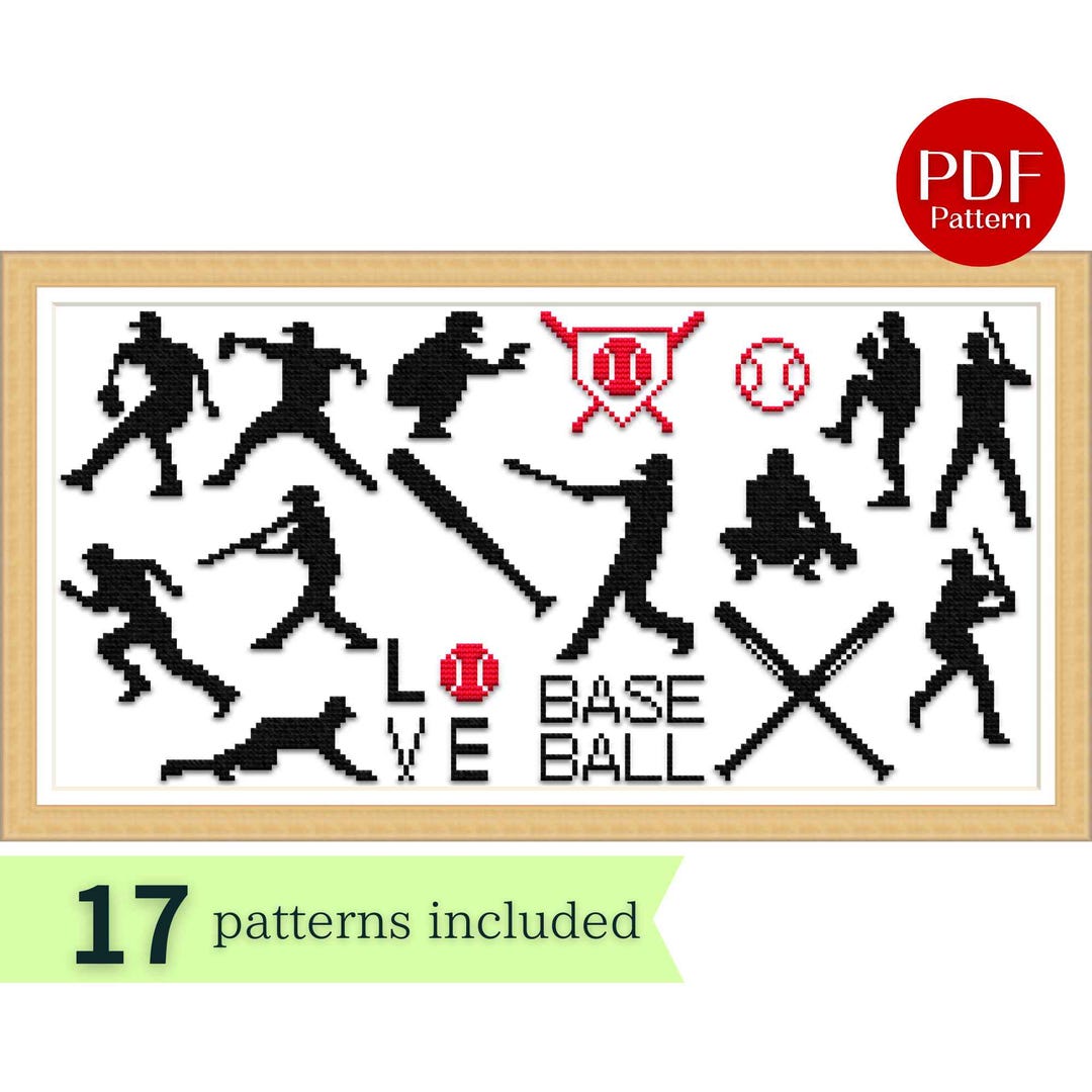 Baseball Cross Stitch Patterns, About 20 to 40 Stitches, Small Motifs ...