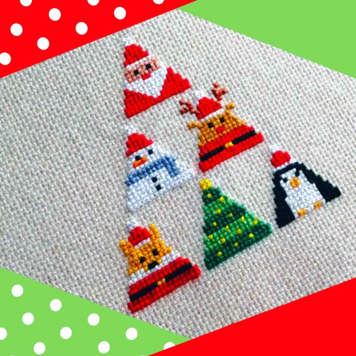 Christmas Cross Stitch Ornaments Easy Mini Christmas Cross - Etsy