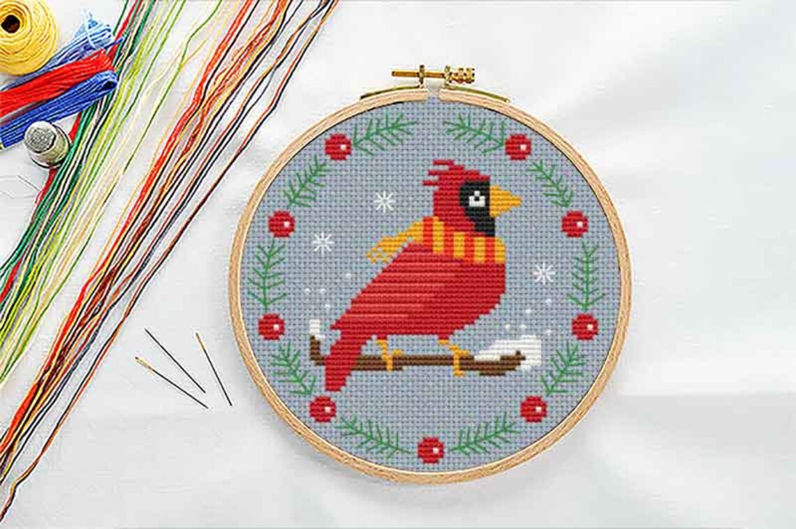PATTERN : Christmas Bird 1 Cross Stitch Pattern Modern Cross - Etsy UK