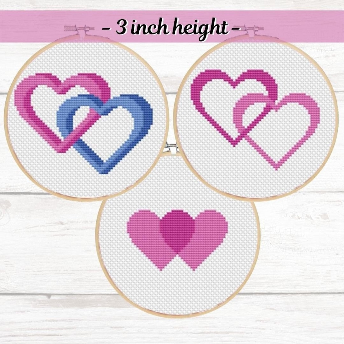 Two Hearts Cross Stitch Pattern Double Hearts Valentines | Etsy