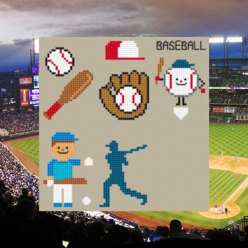 Small Baseball Cross Stitch Pattern PDF Download 2 Inches - Etsy