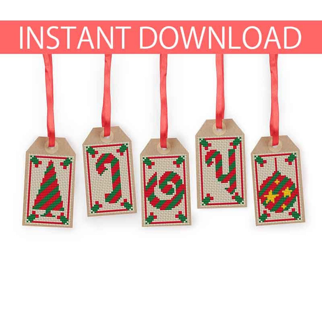 PATTERN : Christmas Cross Stitch Pattern (4), Gift Tags, Christmas ...