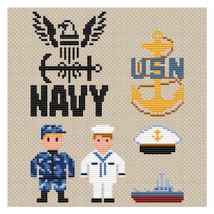 Mini Navy Military Cross Stitch Pattern Small Military Camouflage Navy ...