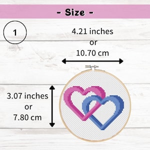 Two Hearts Cross Stitch Pattern - Double Hearts - Valentines Day Gift ...
