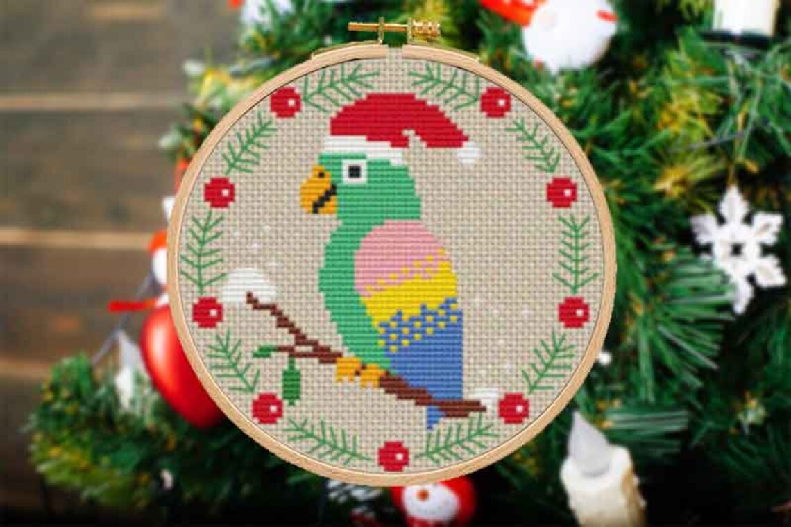 PATTERN : Christmas Bird 4 Cross Stitch Pattern Modern Cross - Etsy