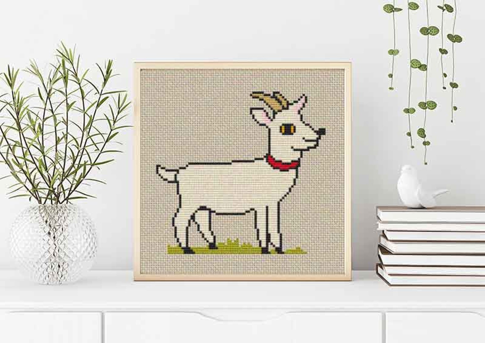 PATTERN : Animal Cross Stitch Pattern Goat Modern Cross - Etsy