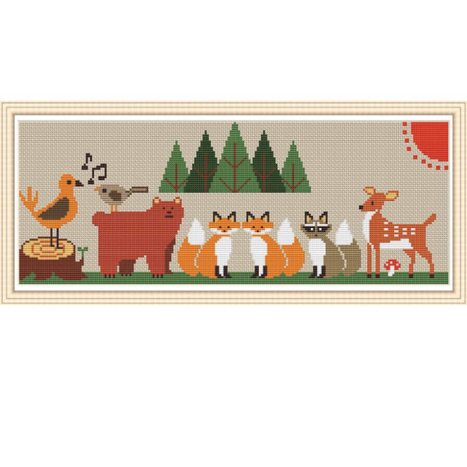 PATTERN : Forest Animals Cross Stitch Pattern Modern Cross - Etsy