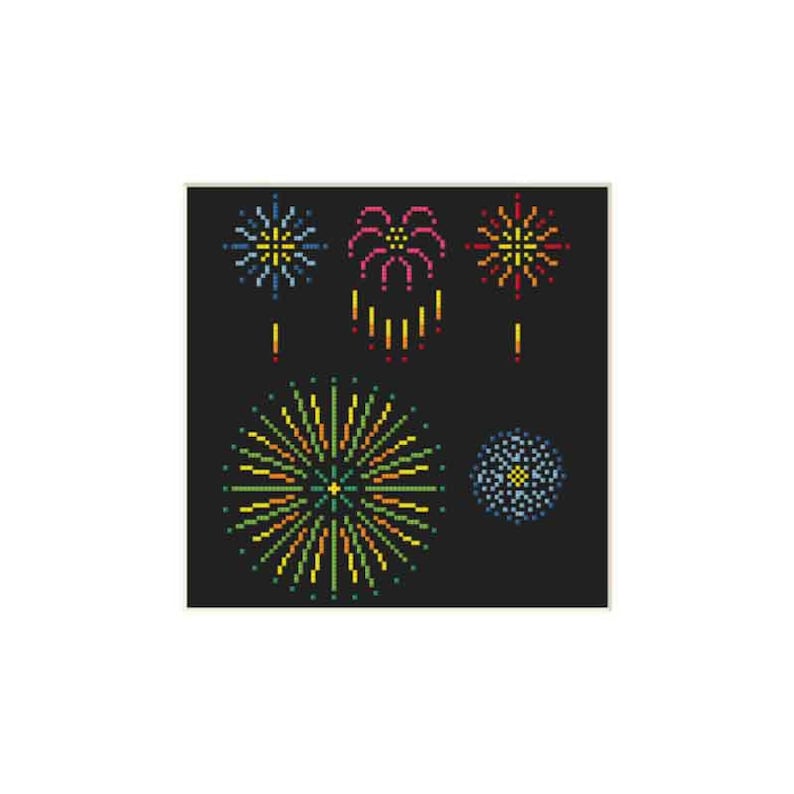 Fireworks Gift Tags Cross Stitch Pattern 26 Mini | Etsy