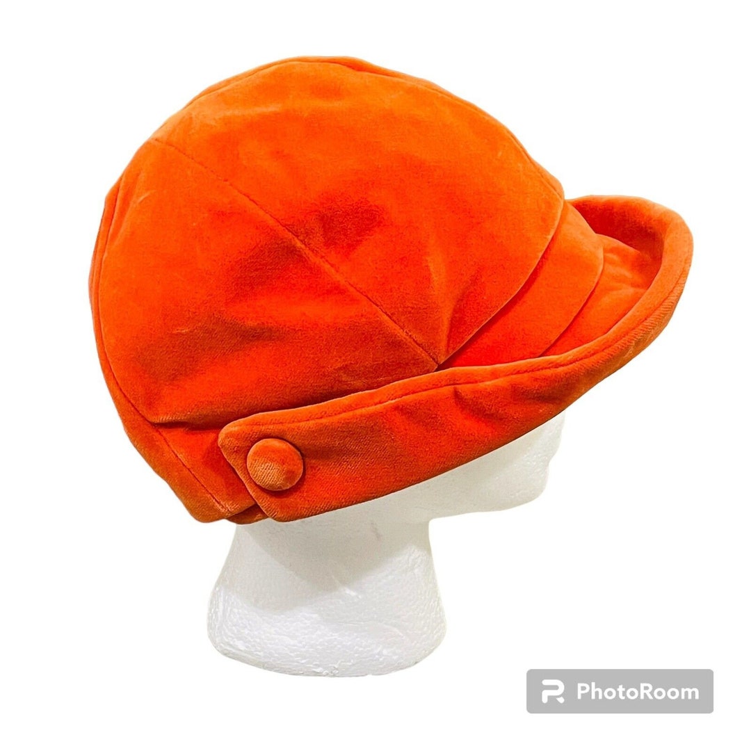 Vintage 1960s Jerry Yates Orange Cotton Velvet Newsboy Hat CANADA - Etsy
