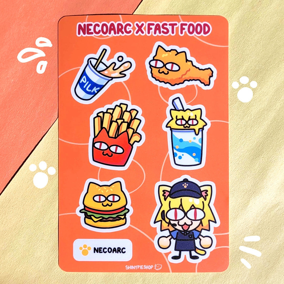 Necoarc Fast Food Sticker Sheet, Funny Anime Sticker, Burger Sticker ...