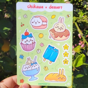 Chiikawa Sticker Sheet, Dessert Stickers, Chiikawa Decal, Hachiware ...