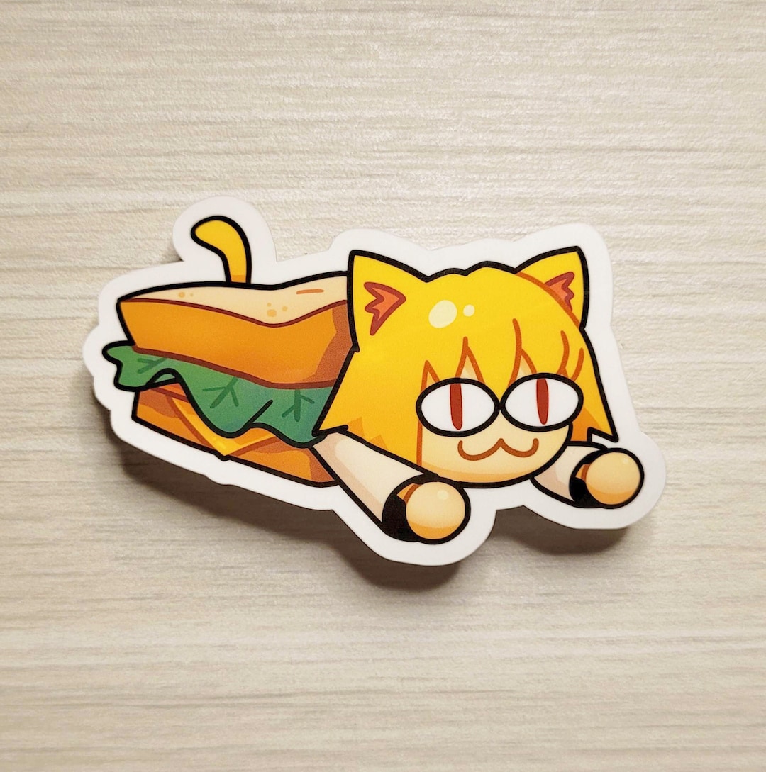Neco Arc Sandwich Sticker, Neco Arc Sticker, Funny Cat Meme Decal ...