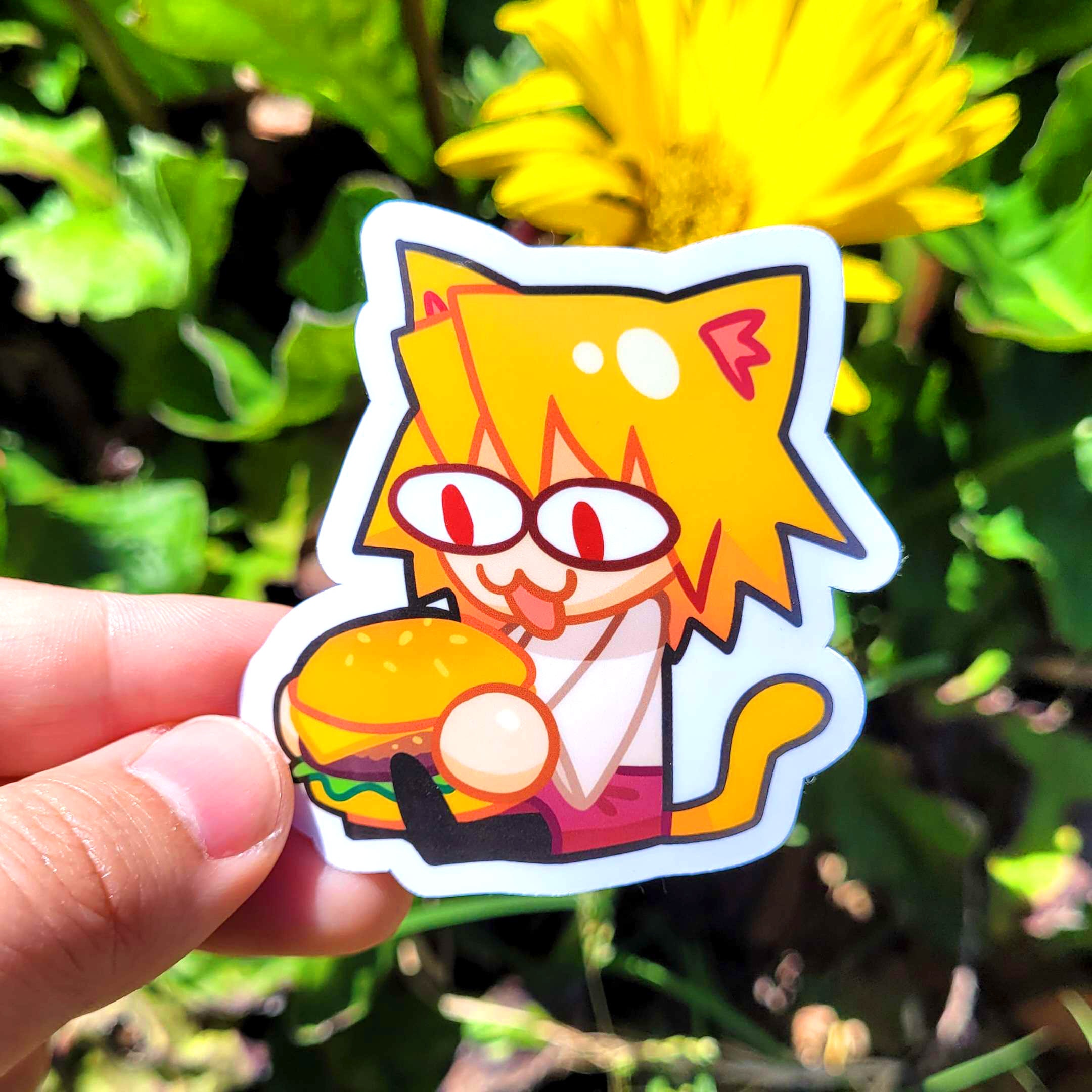 Burger Neco Arc Sticker, Neco Arc Decal, Funny Anime Meme Sticker, Cat ...