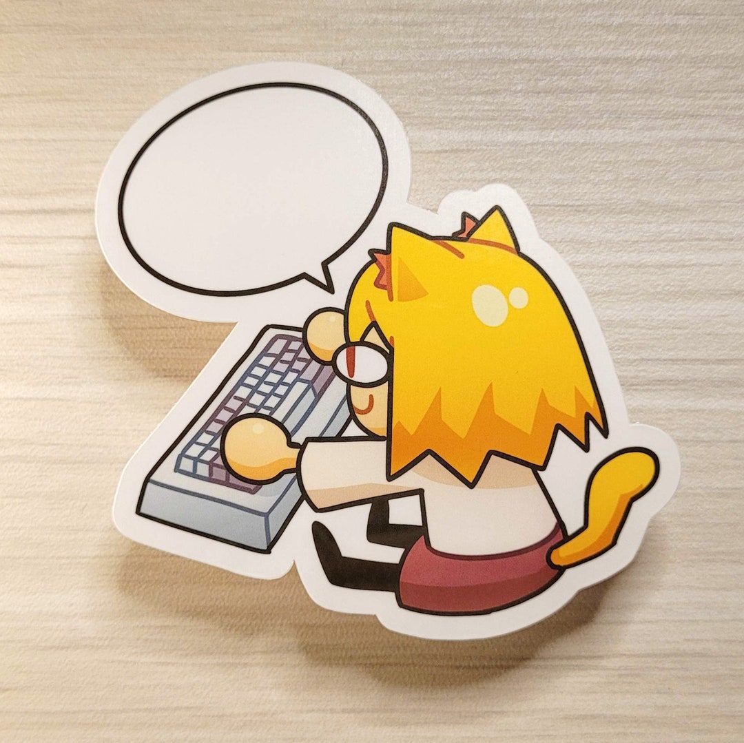 Typing Neco Arc Sticker, Neco Arc Decal, Funny Meme Cat Sticker ...