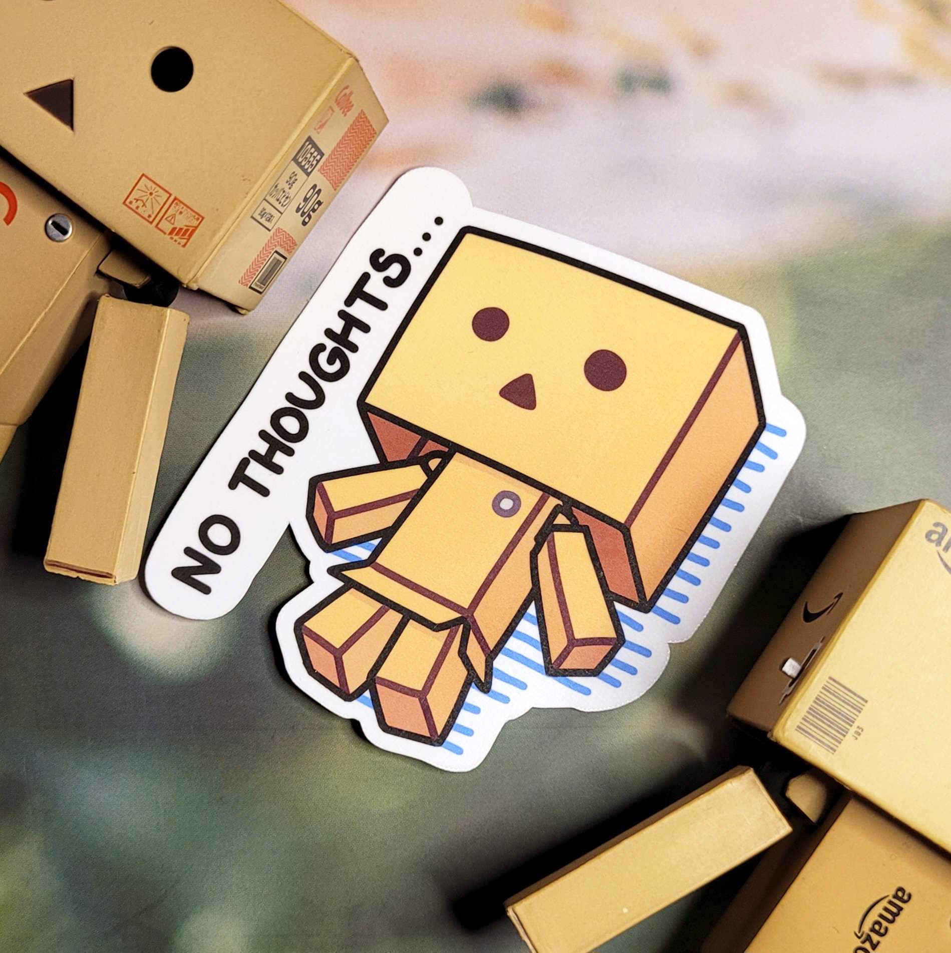 Cute Danboard Sticker Set, No Thoughts Head Empty, Danbo Sticker, Smol ...