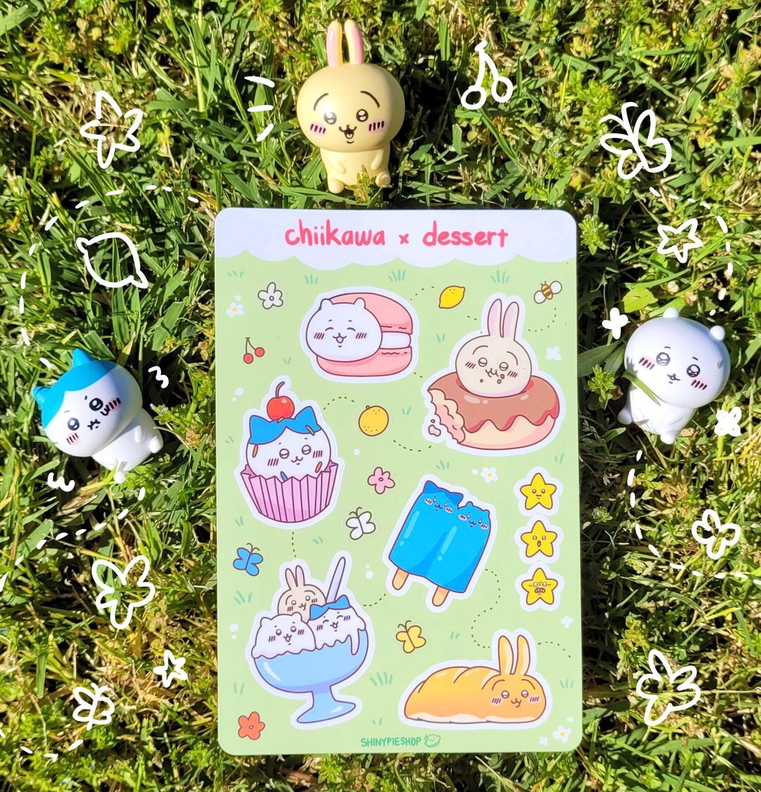 Chiikawa Sticker Sheet, Dessert Stickers, Chiikawa Decal, Hachiware ...