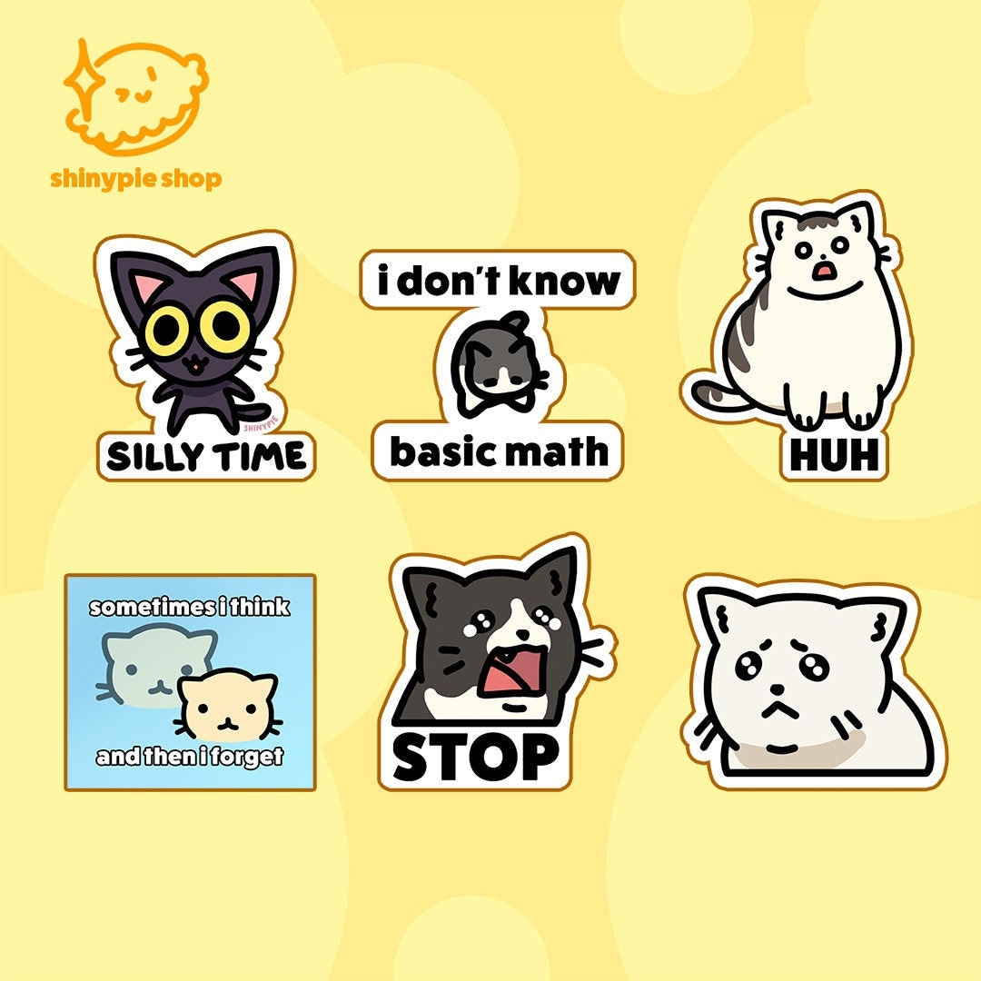 Cat Meme Stickers, Huh Cat Decal, Funny Meme Cat Sticker Combo, Yamero ...