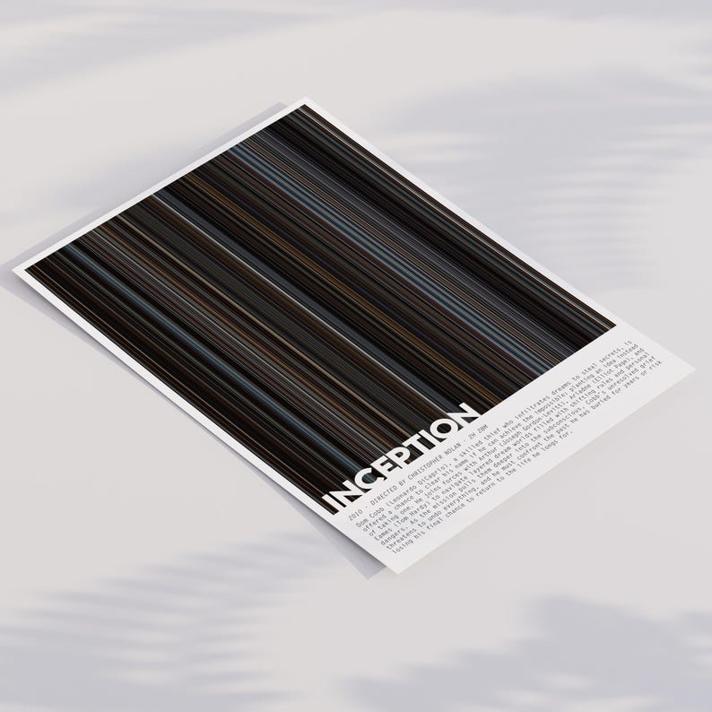 Inception Film Barcode Print | Movie Colour Palette | Modern Wall Decor ...