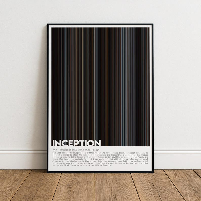 Inception Film Barcode Print | Movie Colour Palette | Modern Wall Decor ...