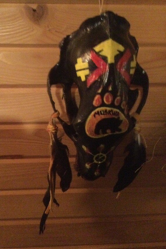 Painting Black bear skull muskwa Acrylic Art & Collectibles etna.com.pe