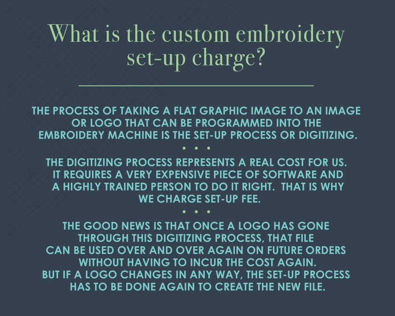 Set up Fee / Digitizing - Etsy