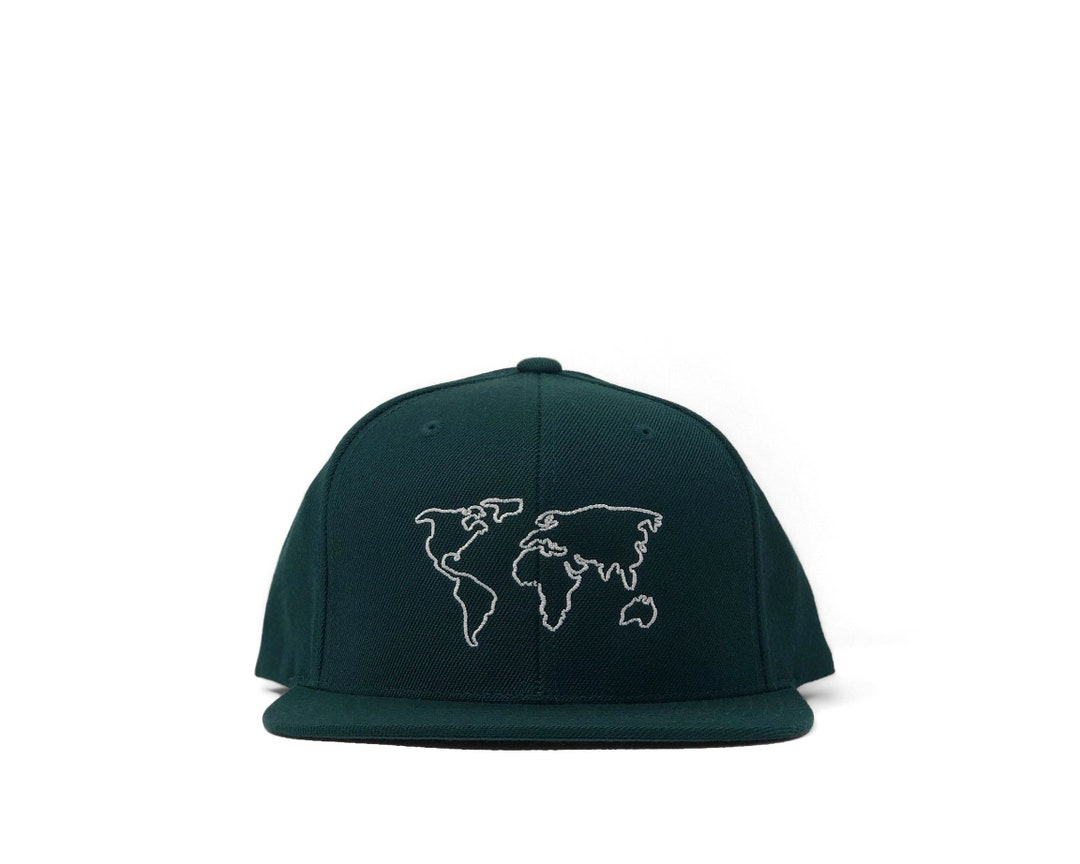 World Map / Snapback Hat - Etsy
