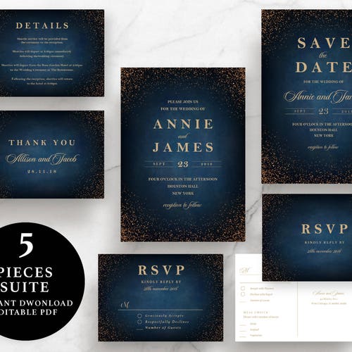 Burgundy and Navy Blue Wedding Save the Date Template - Etsy