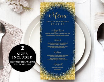 Navy and Gold Menu | Etsy