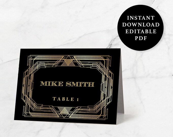 The Great Gatsby Printable Placecards Gatsby Bachelorette - Etsy