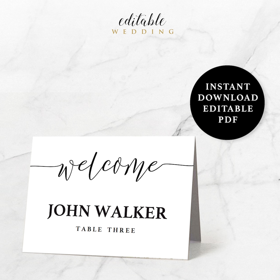 Editable Place Card Template, 3.5x2.5, Instant Download Printable ...