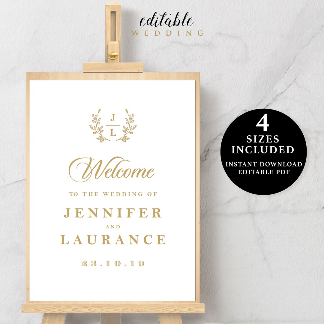 Monogram Welcome Sign Template, 16x20, 18x24, 20x30, 24x36, Instant ...