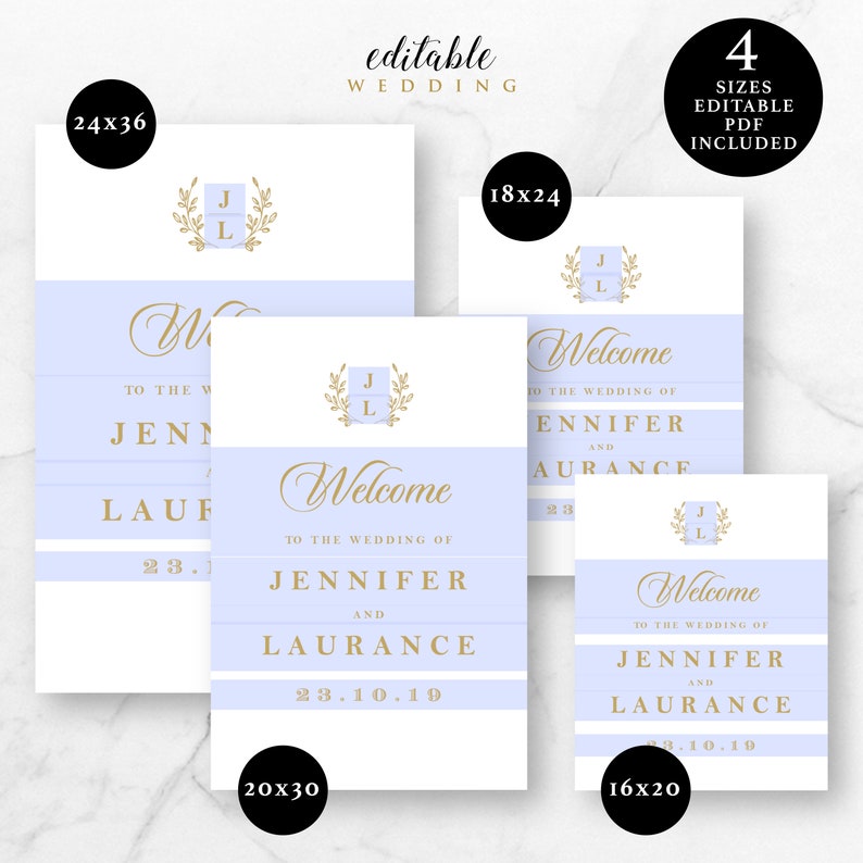 Monogram Welcome Sign Template 16x20 18x24 20x30 24x36 | Etsy