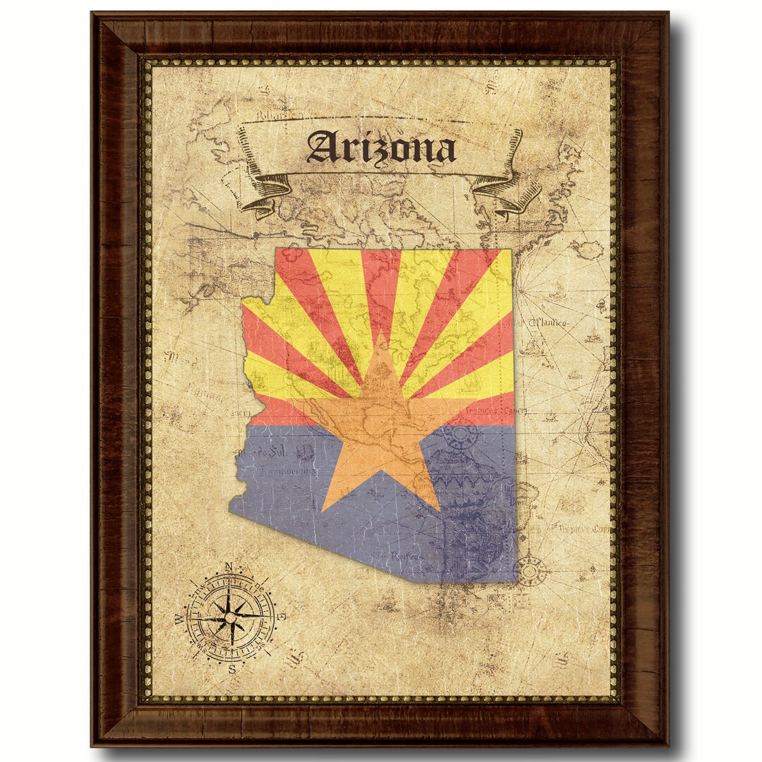 Arizona State Vintage Flag Gifts Home Decor Wall Art Canvas Print With ...