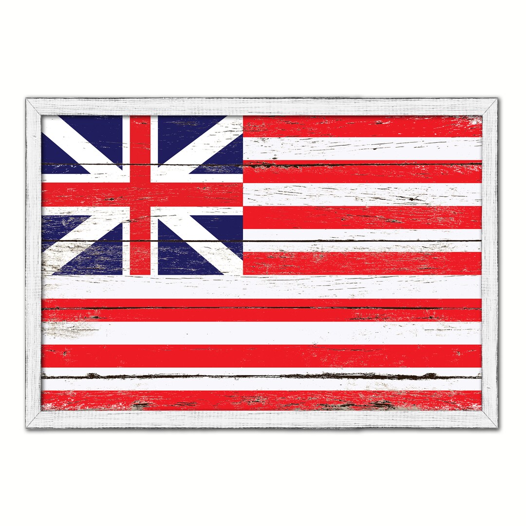 Grand Union Military Flag White Wash Wood Frame or Black Cottage Shabby ...