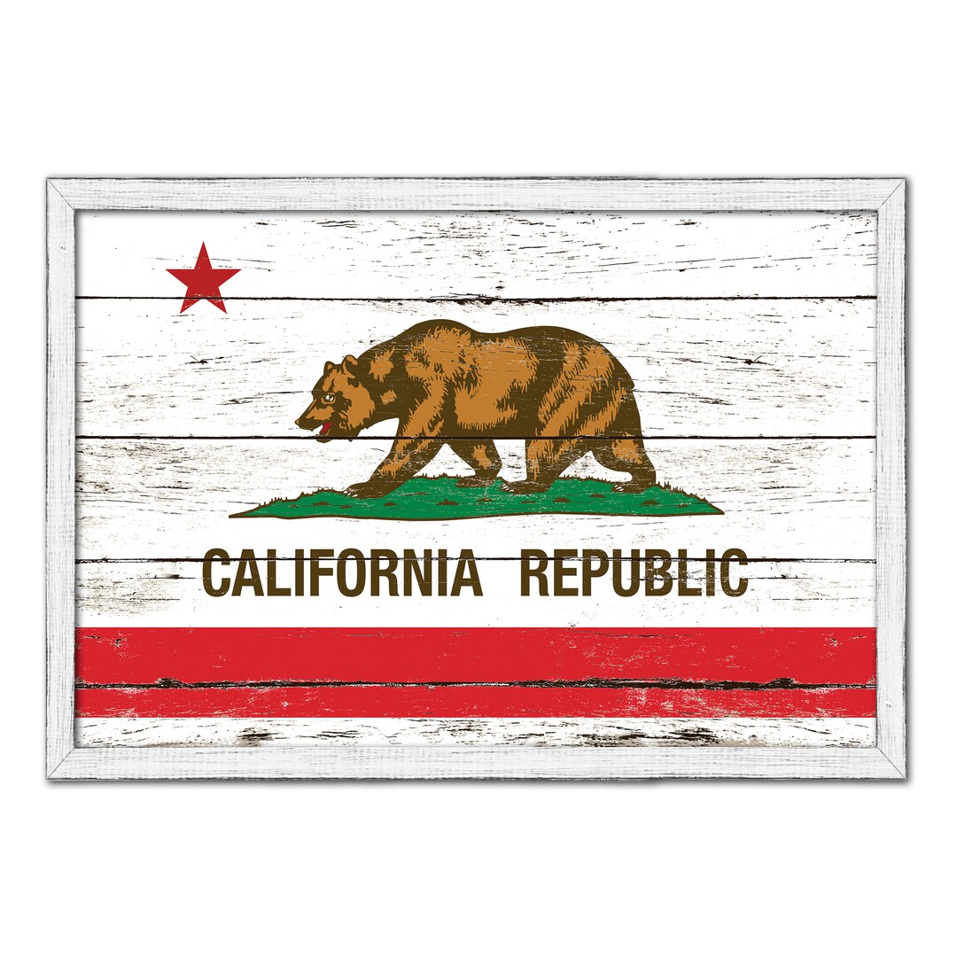 California State Vintage Flag Canvas Print With Custom Picture White ...
