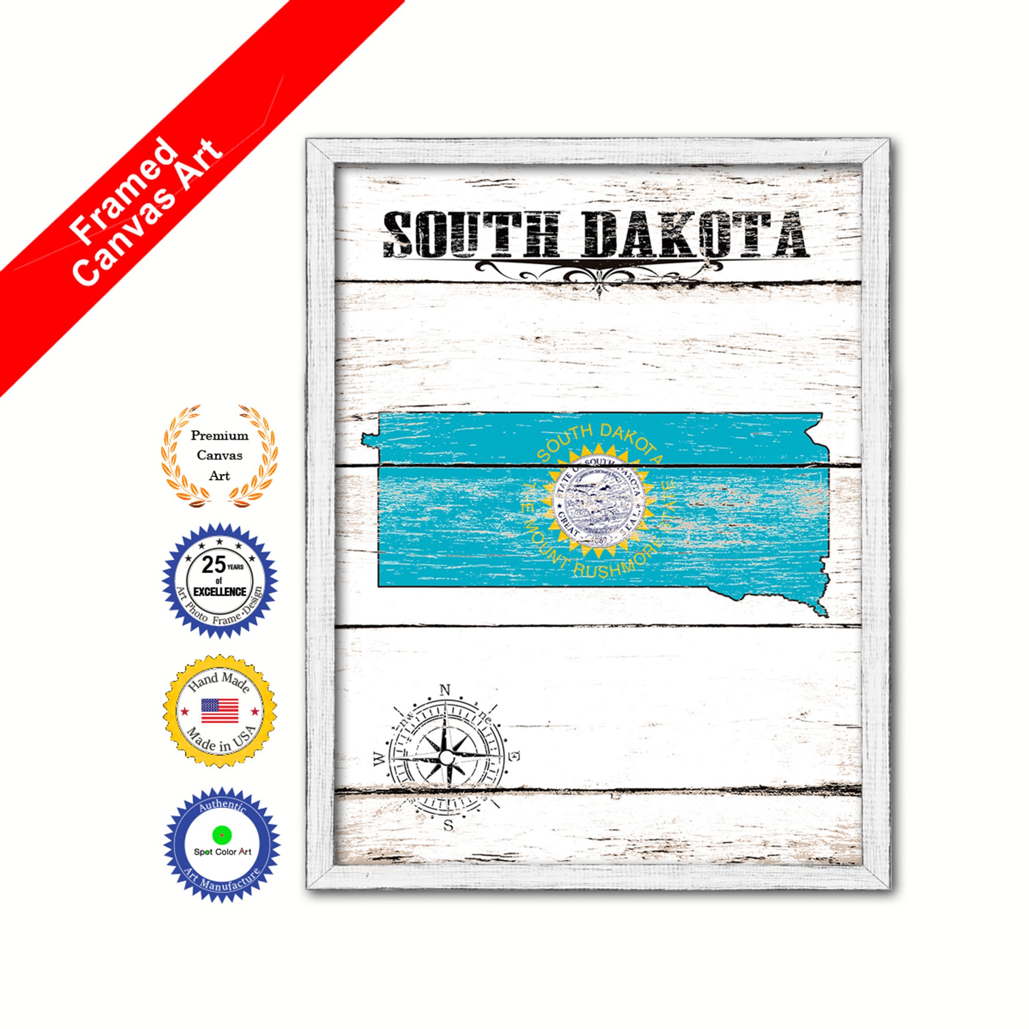 South Dakota State Vintage Flag Gifts Home Decor Wall Art | Etsy