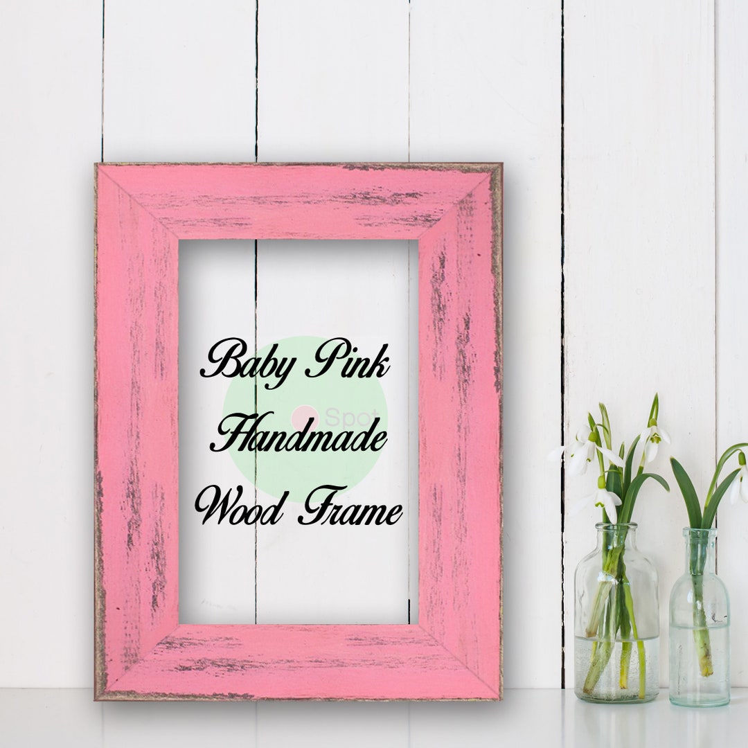 Baby Pink Wood Frame, Cottage Beach Decor, Wood Frame, Perfect for ...