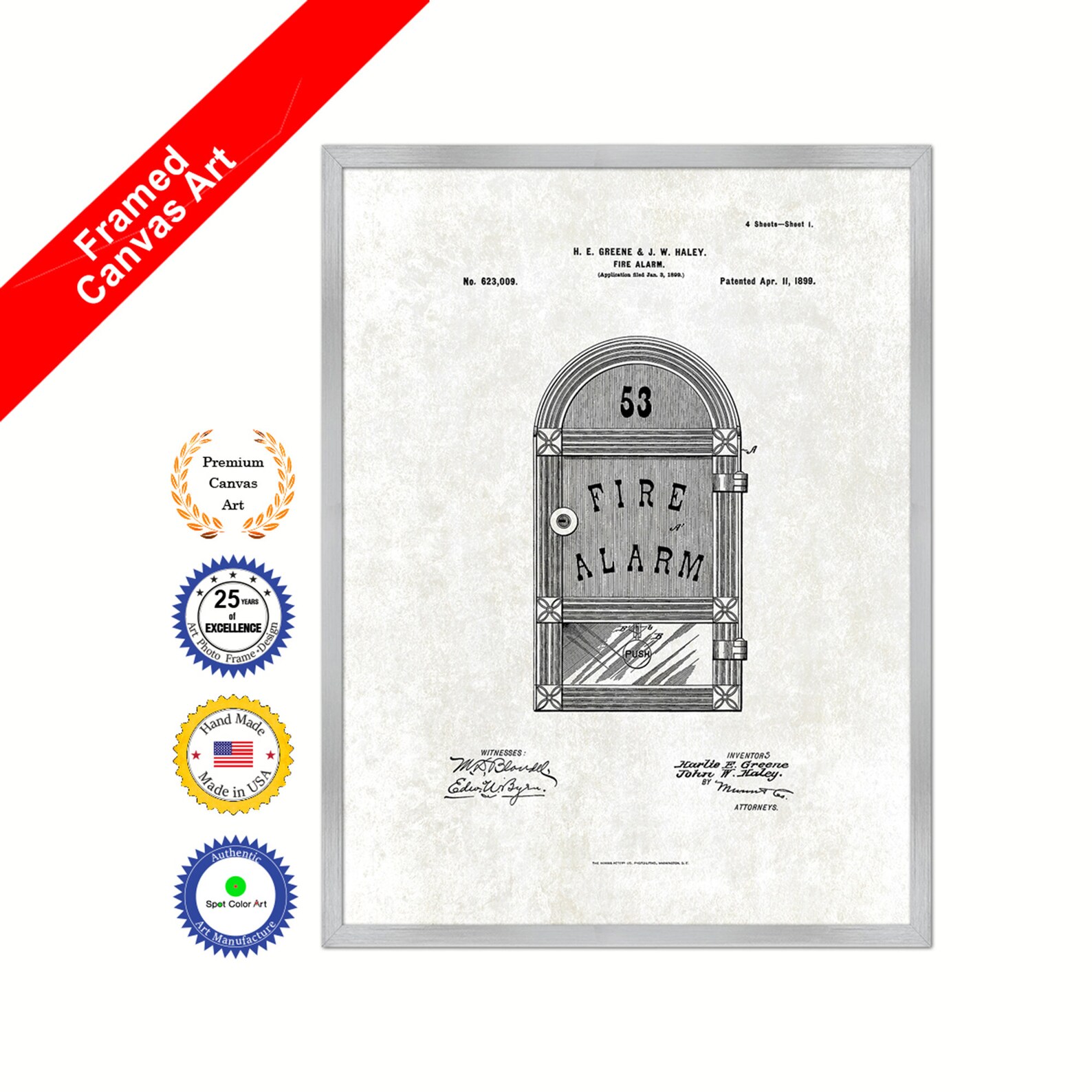 1899 Firefighter Fire Alarm Vintage Patent Artwork Framed - Etsy