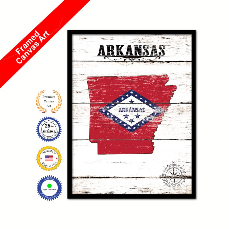 Arkansas State Vintage Flag Gifts Home Decor Wall Art Canvas - Etsy