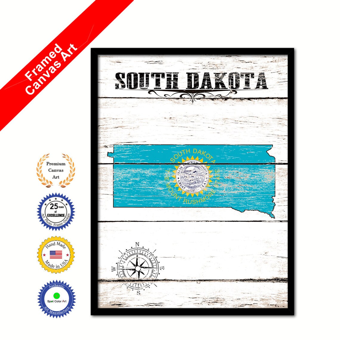 South Dakota State Vintage Flag Gifts Home Decor Wall Art - Etsy