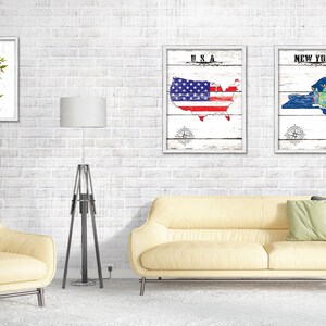 USA Flag With Custom Picture Frame Gifts Home Decor Wall Art Canvas ...