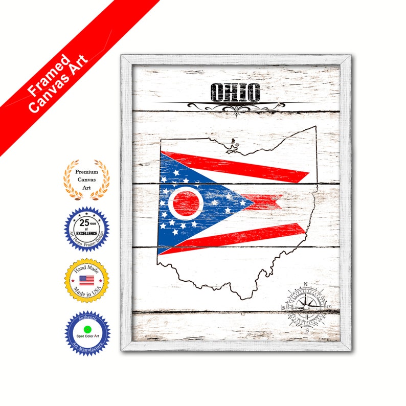 Ohio State Vintage Flag Gifts Home Decor Wall Art Canvas Print - Etsy
