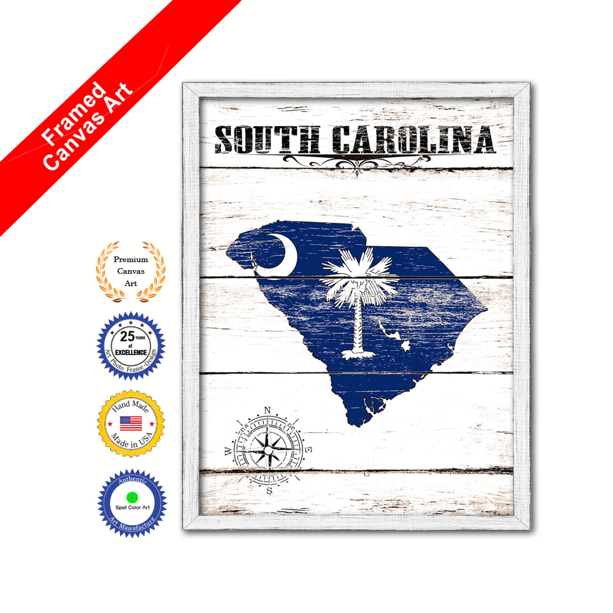 South Carolina State Vintage Flag Gifts Home Decor Wall Art | Etsy