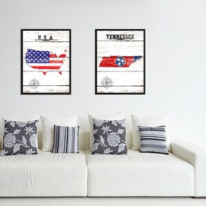 Tennessee State Vintage Flag Gifts Home Decor Wall Art Canvas Print ...