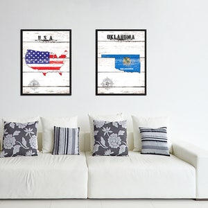 Oklahoma State Vintage Flag Gifts Home Decor Wall Art Canvas Print With ...