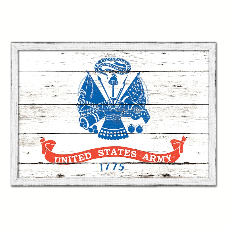 US Army 1775 Military Flag White Wash Wood or Black Frame Cottage ...