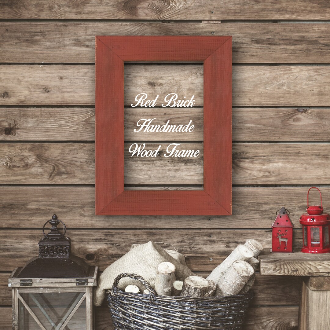 Red Brick Wood Frame Shabby Chic Home Decor Custom Frame Great for ...
