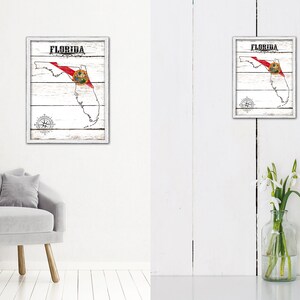Florida State Vintage Flag Gifts Home Decor Wall Art Canvas Print With ...